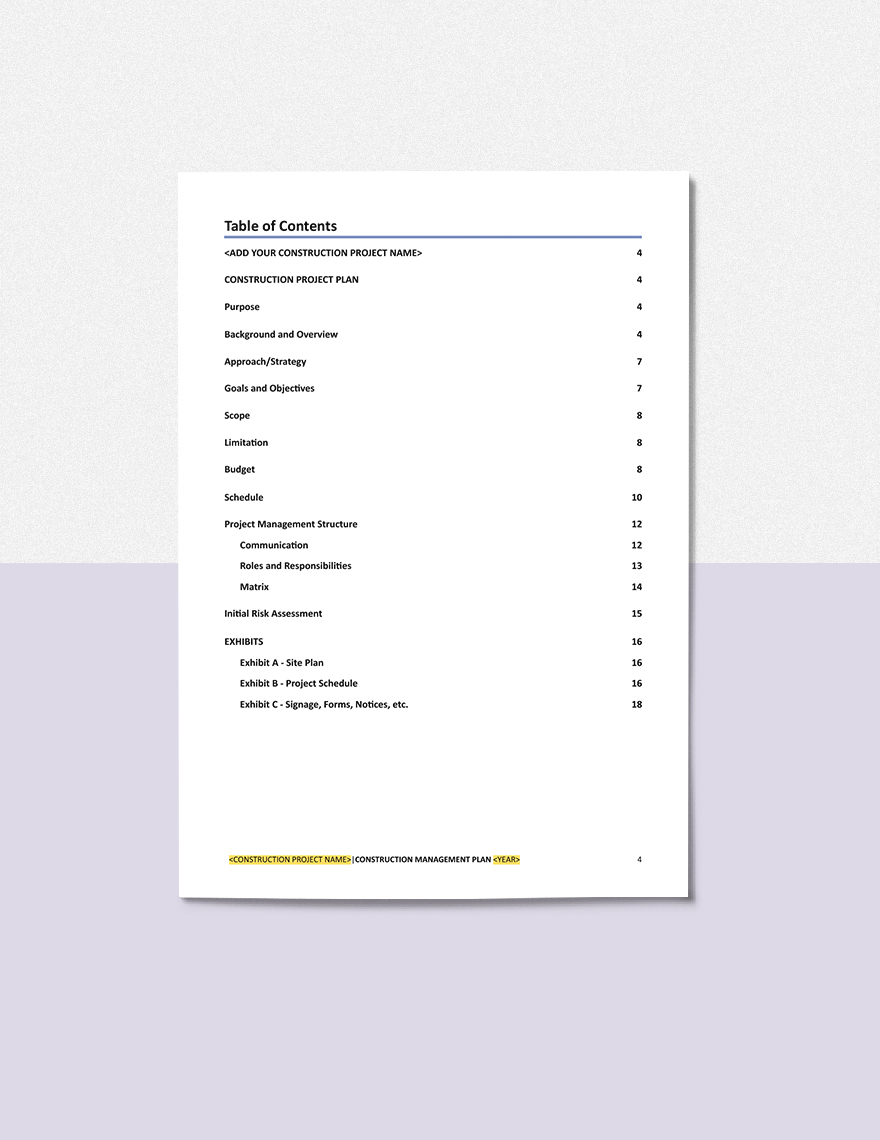 Construction Project Safety Management Plan Template - Google Docs ...