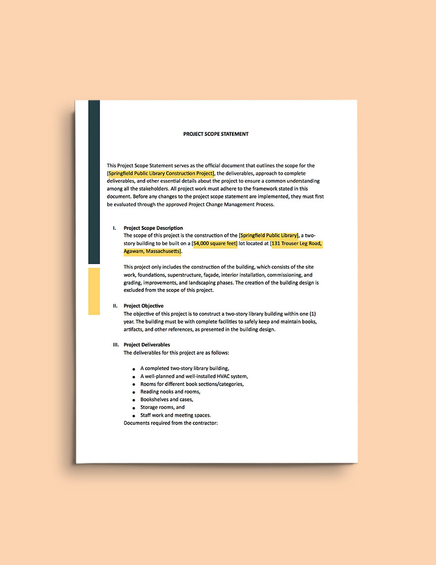 Construction Project Scope Statement Template Download In Word Google Docs Apple Pages 