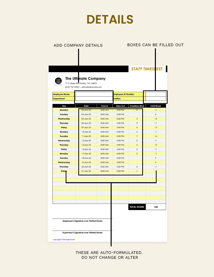 Construction Staff Timesheet Form Template - Google Docs, Google Sheets ...