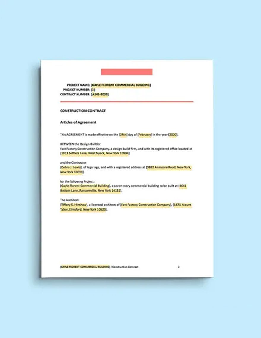 Agreement Between Design-Builder and Contractor Template - Google Docs ...