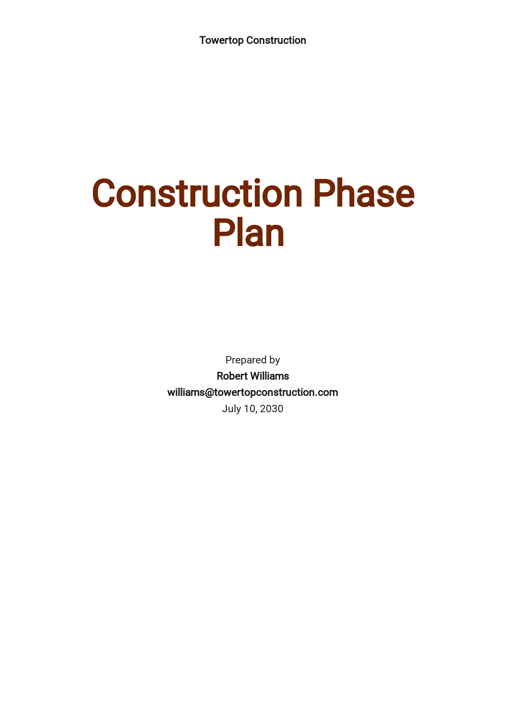 FREE Construction Phase Plan Template In Microsoft Word DOC 