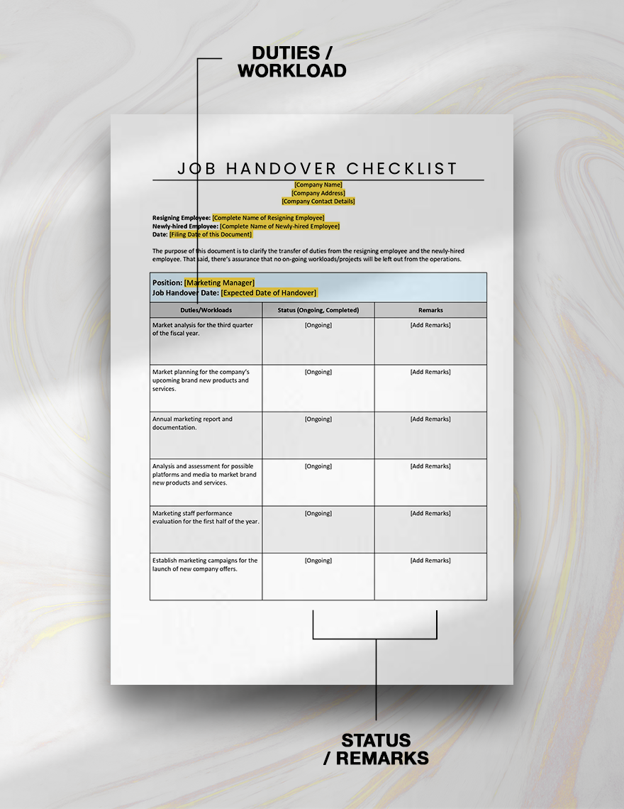 Job Handover Checklist Template - Google Docs, Word, Apple Pages ...