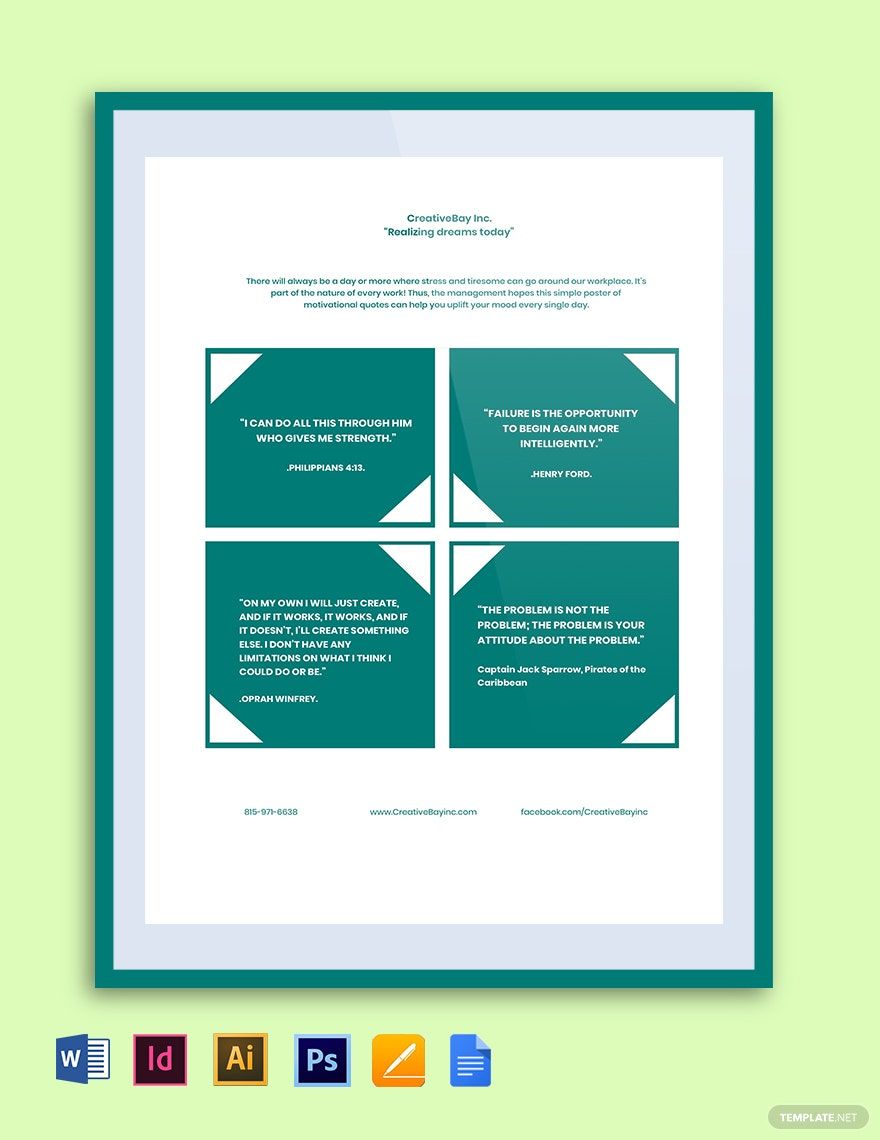 Free Motivational Quotes Poster Template Google Docs Illustrator 