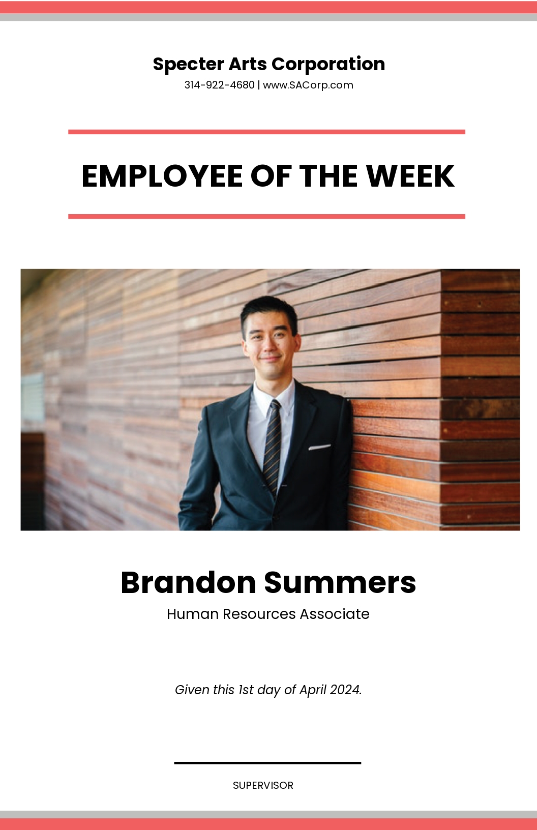 Best Employee of the Week Poster Template