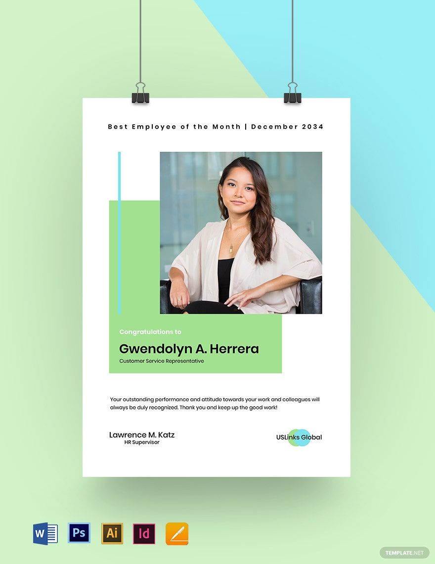 Best Employee Of The Month Poster Template Download In Word 