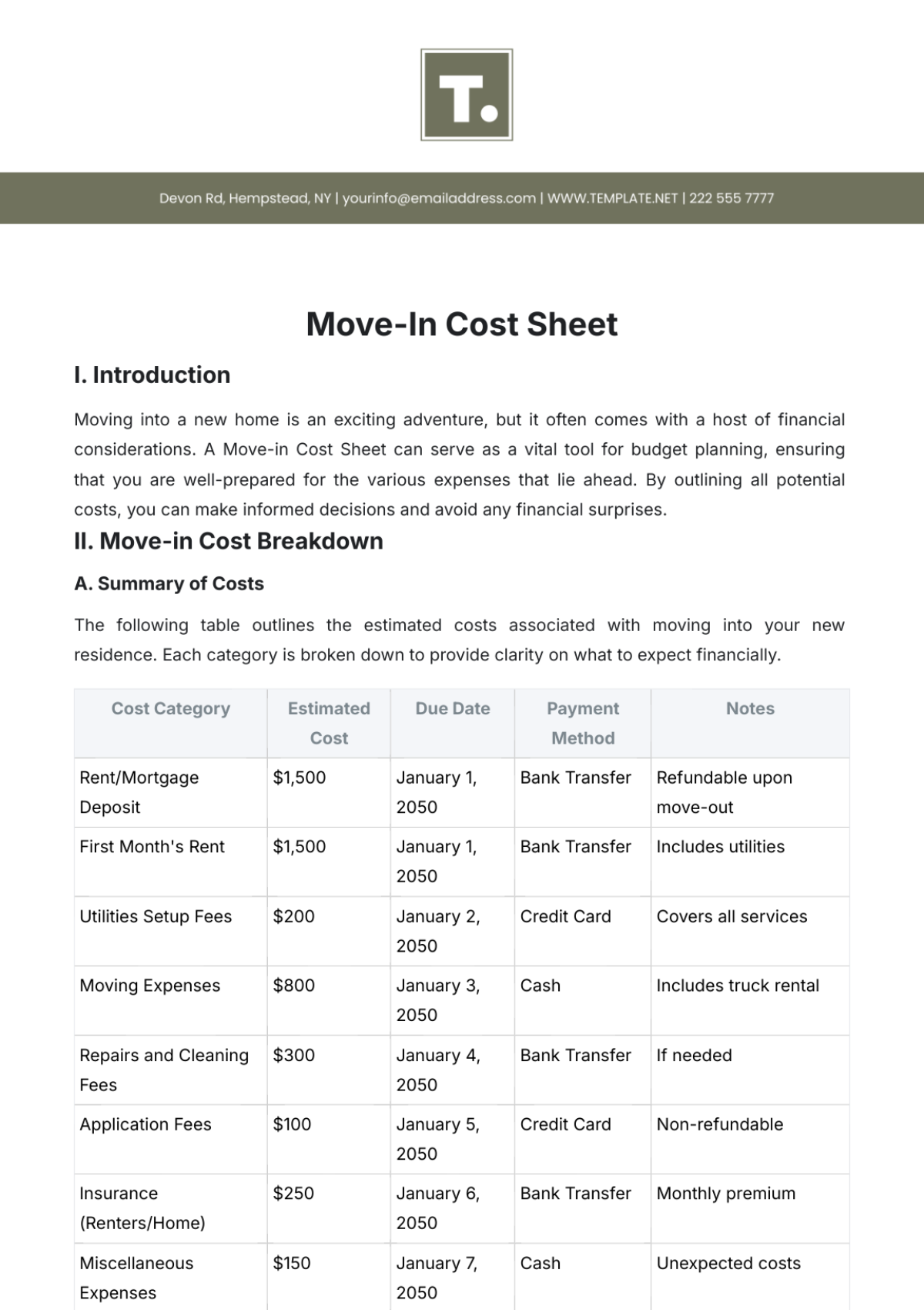 Free Sheet Cost Templates Editable And Printable Free Sheet Cost Templates Editable And Printable