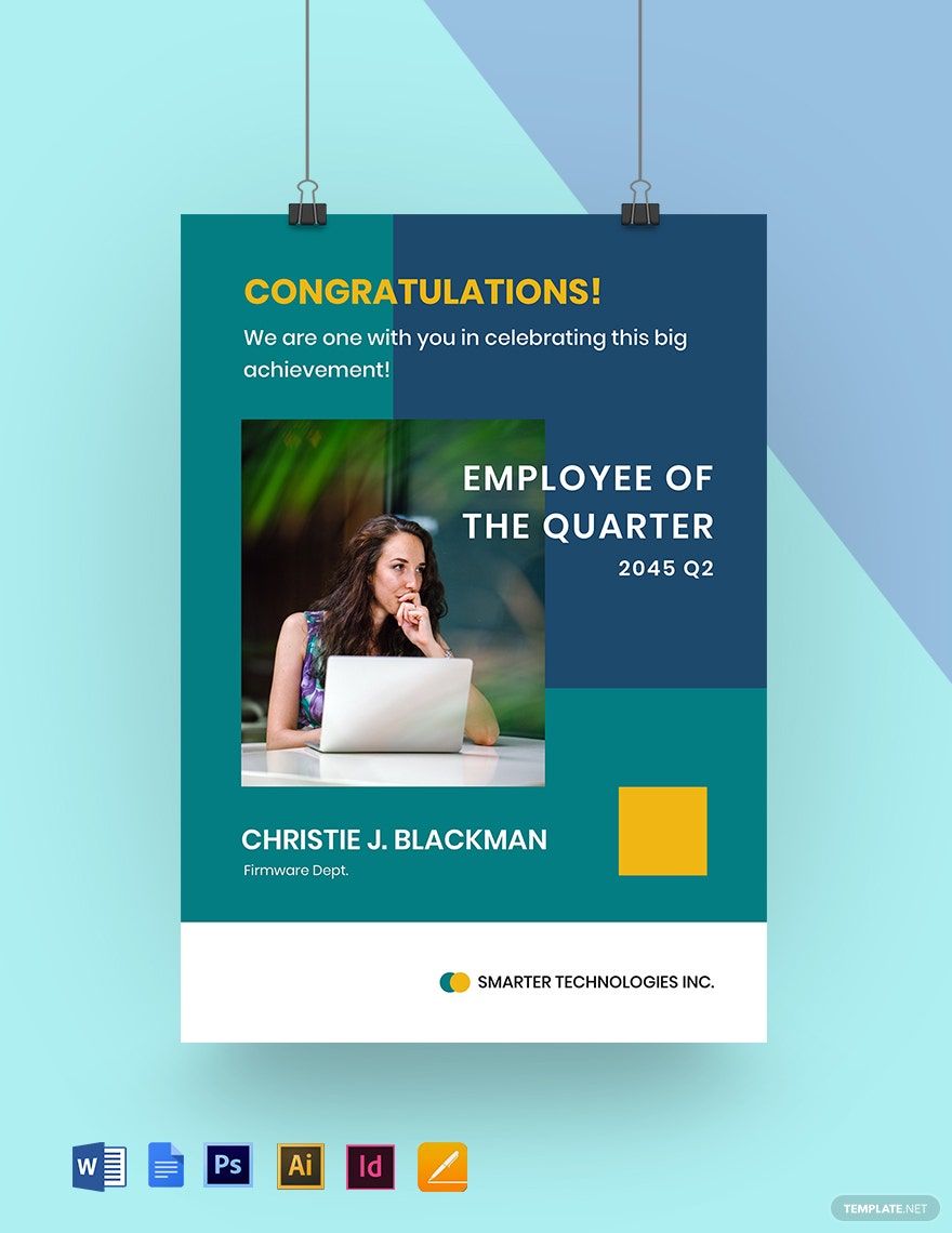Best Employee Of The Quarter Poster Template Word Google Docs 