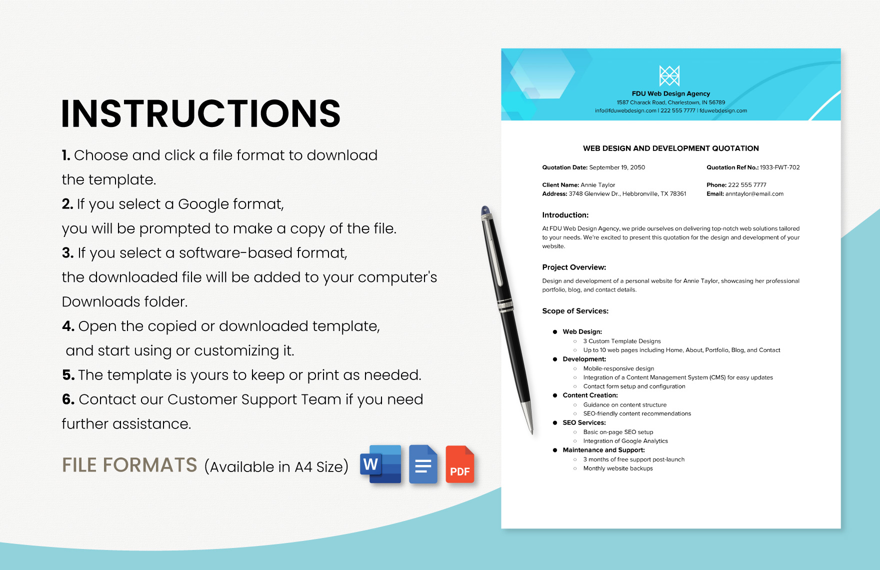 Website Quotation Template - Download in Word, Google Docs, Excel, PDF ...