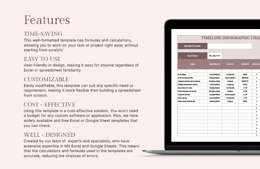 Timeline Infographic Chart Template - Word, Excel, PDF, Google Sheets ...