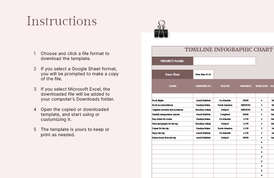 Free Timeline Infographic Chart Template - Download in Word, Excel, PDF, Google Sheets, Apple ...