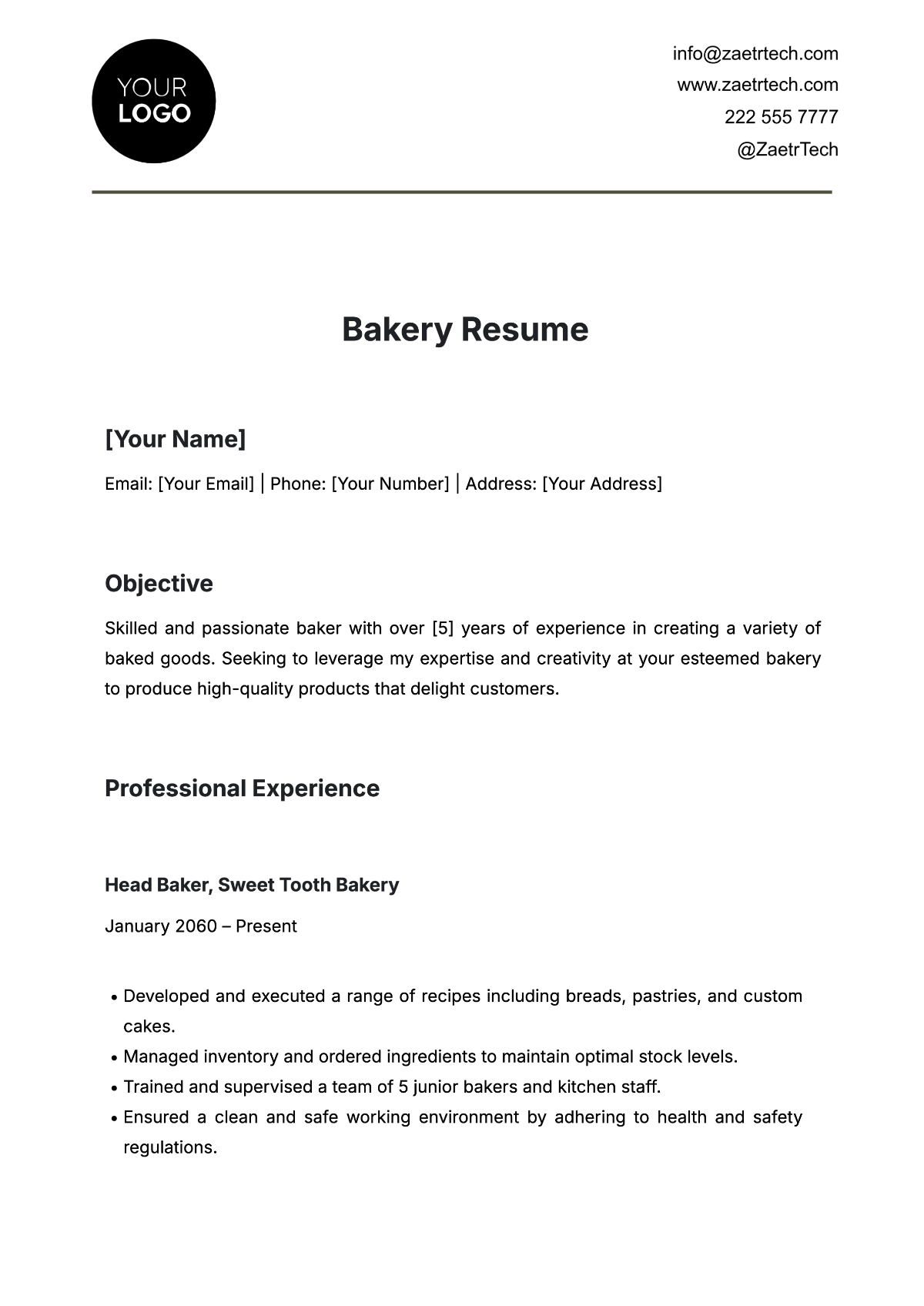 Free Chef Resume Templates To Edit Online And Download