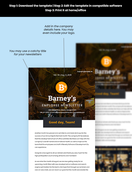 Simple HR Newsletter Template - HTML5, Word, Outlook, Apple Pages, PSD ...