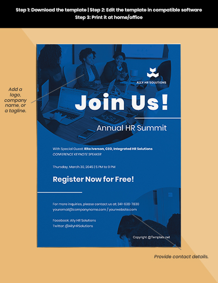 Modern HR Invitation Template - Illustrator, InDesign, Word, Apple ...