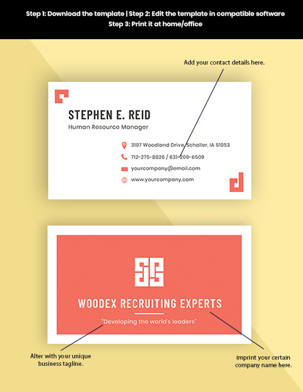 Professional HR Business Card Template - Google Docs, Illustrator, Word ...