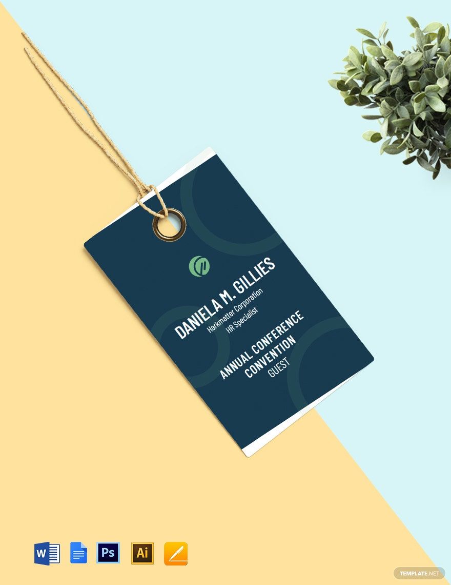 Conference Name Tag Template Illustrator Word Apple Pages PSD Template