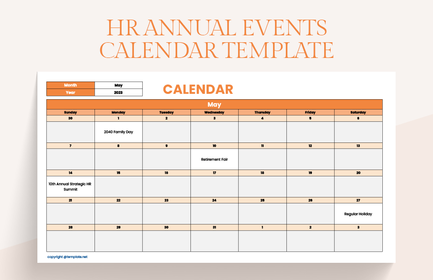 HR Annual Events Calendar Template Word Excel PDF Google Sheets Apple Pages Apple Numbers 