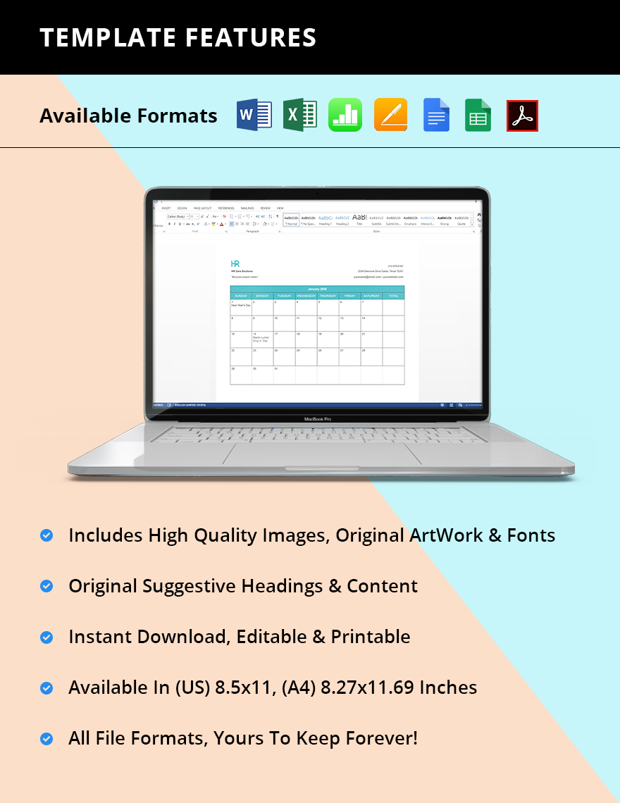 Employee Attendance Calendar Template - Download in Word, Google Docs ...