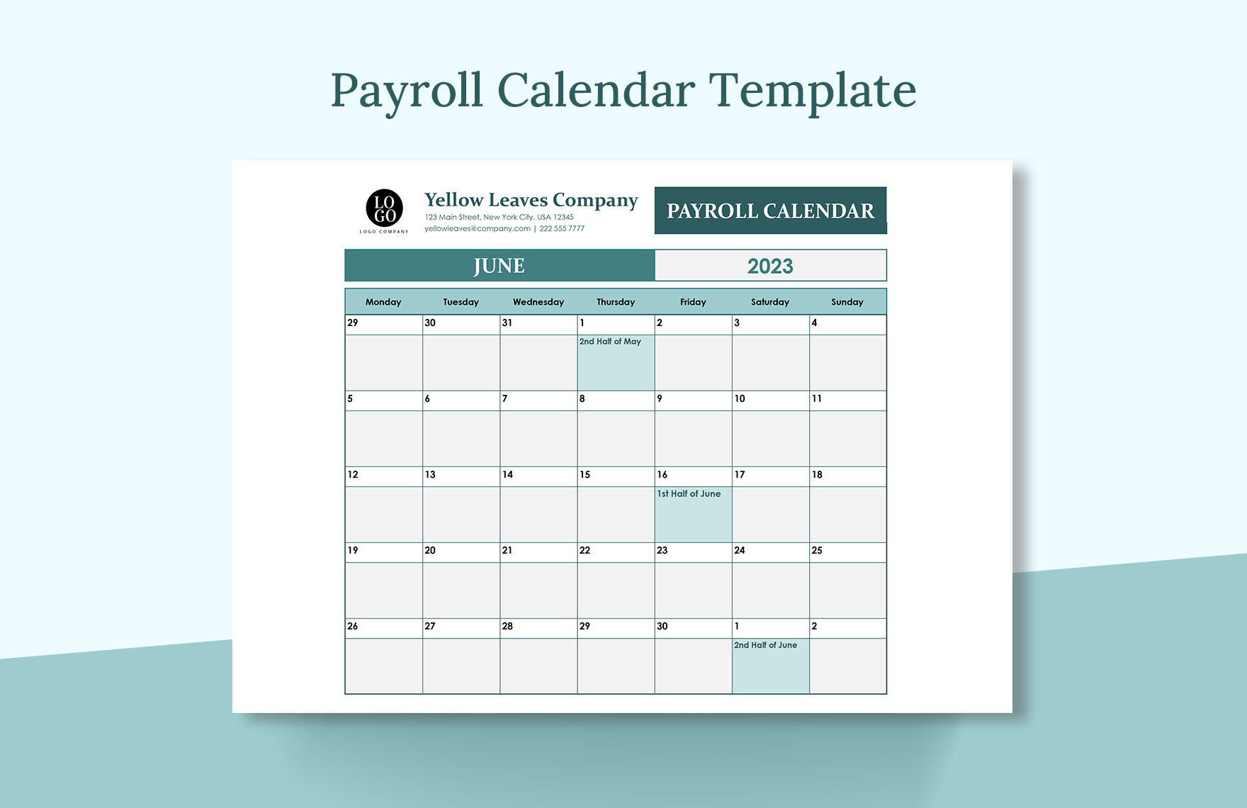 Payroll Calendar Template Download In Word Google Docs Excel PDF 