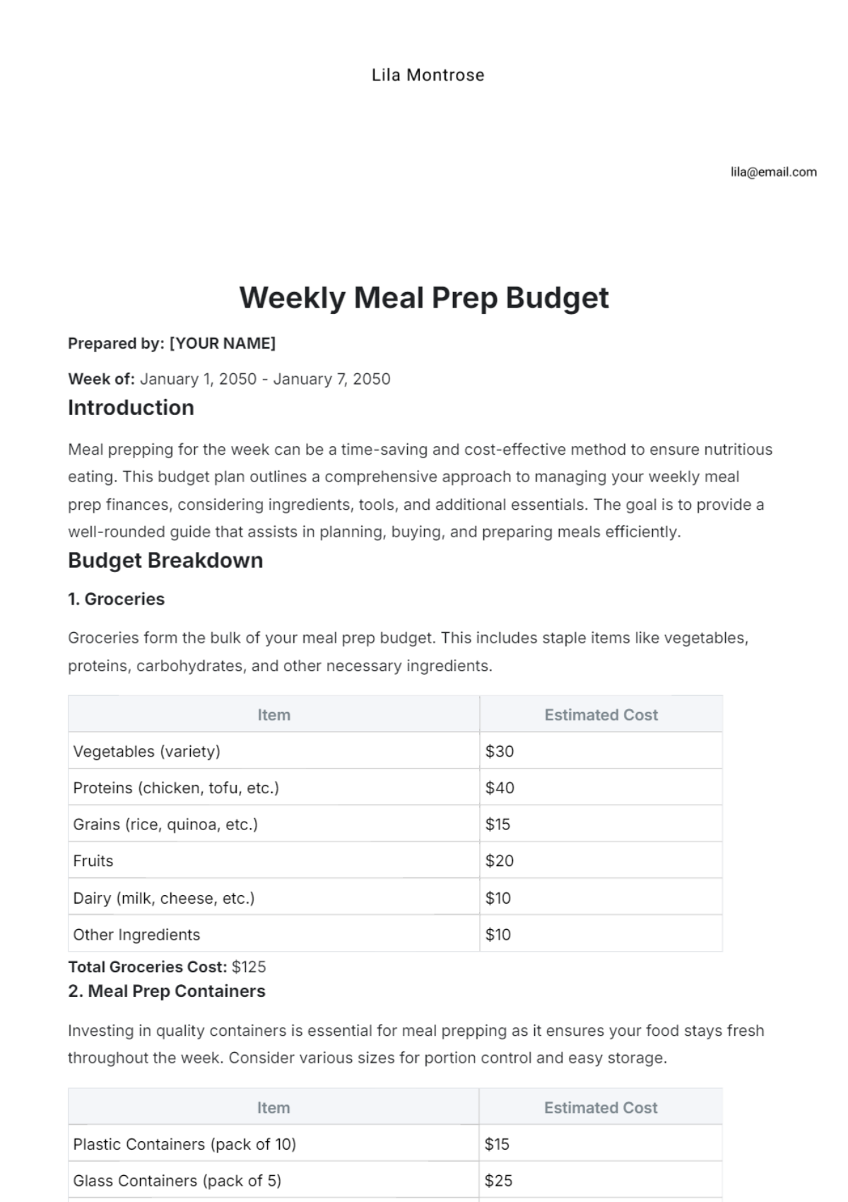 Free Grocery Budget Templates Editable And Printable
