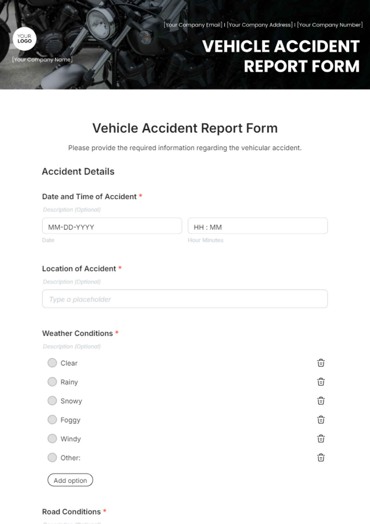 Car Accident Report Form Template Free Accident Report Form Templates