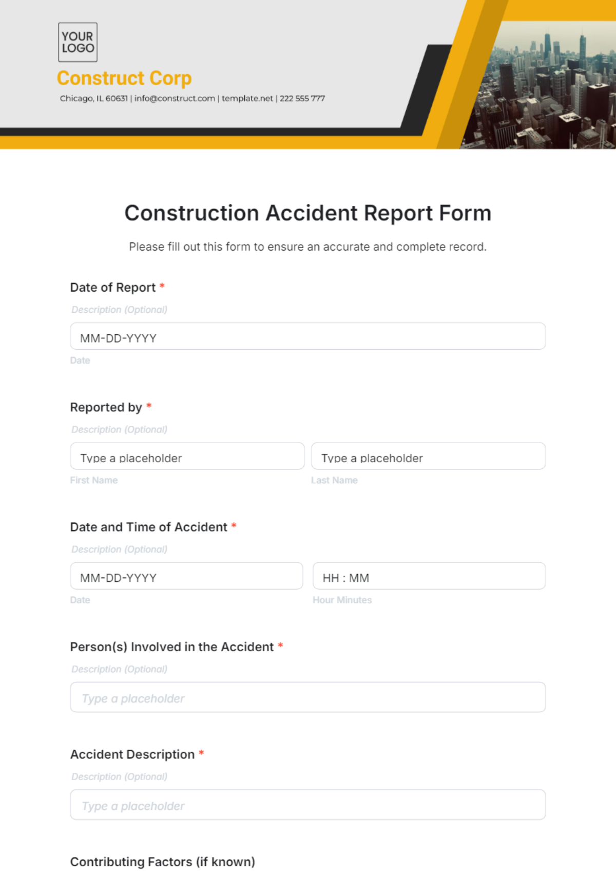 Free Vehicle Accident Report Form Template To Edit Online