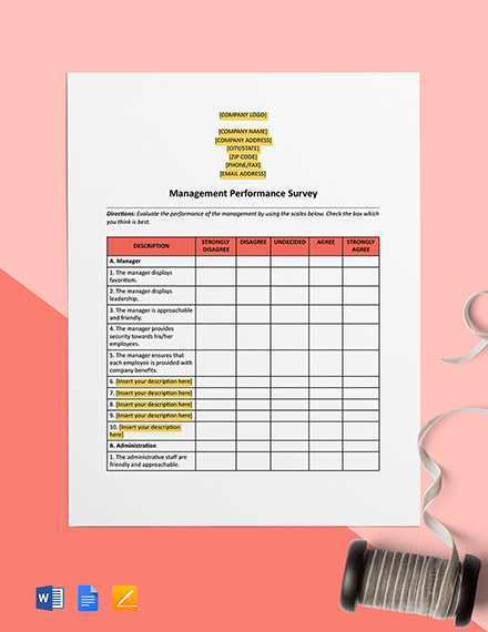 Performance Metrics Survey HR Template - Download in Word, Google Docs ...