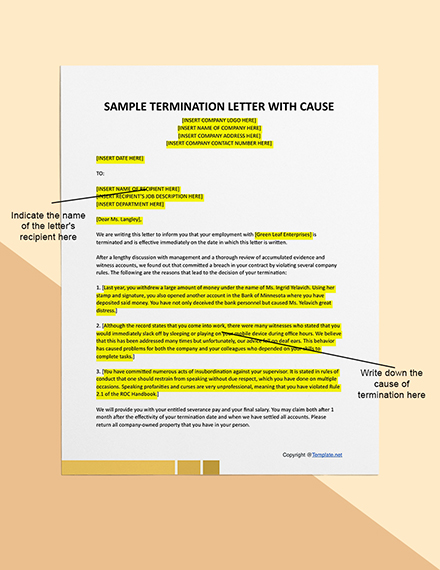 Free Sample Termination Letter for Cause (Attendance) Template - Google ...