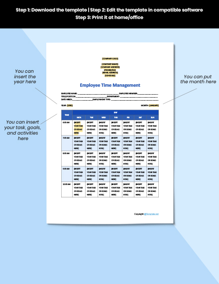 Employee Time Management Template - Google Docs, Word, Apple Pages ...