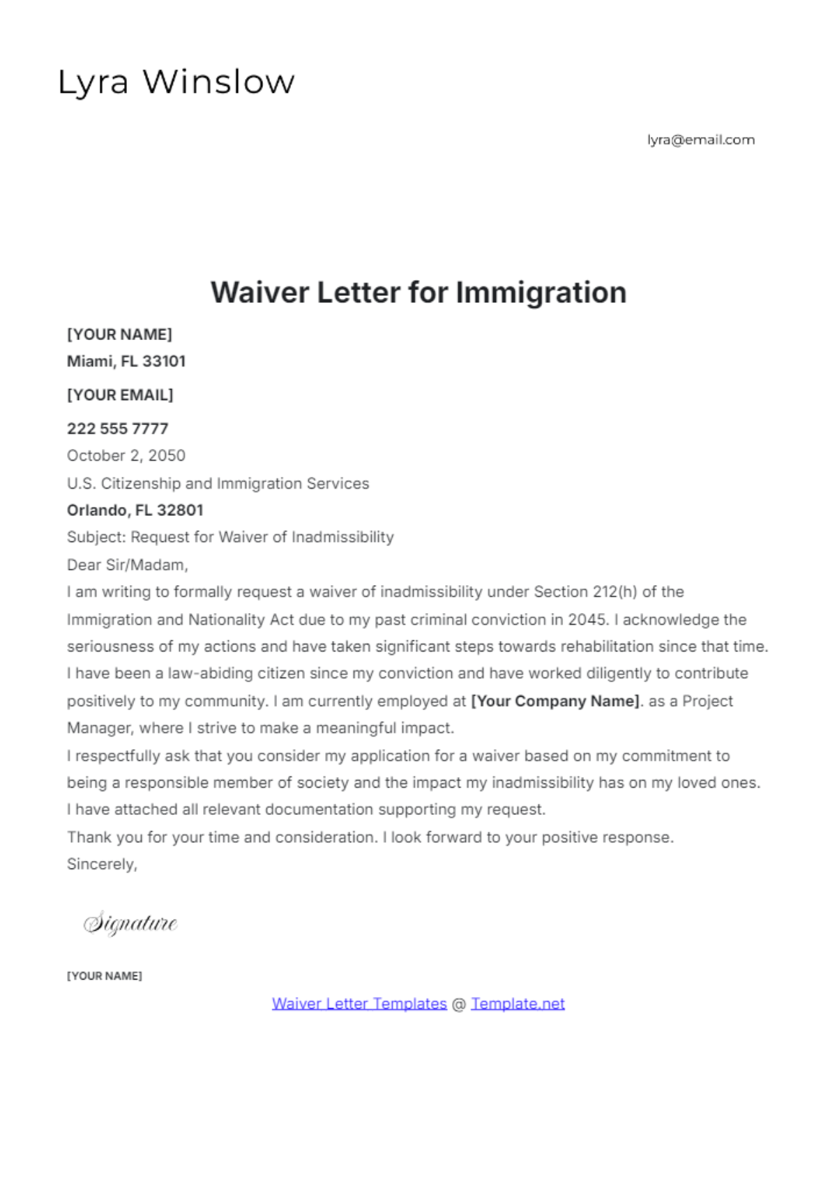 Waiver Letter Template Prntbl concejomunicipaldechinu gov co