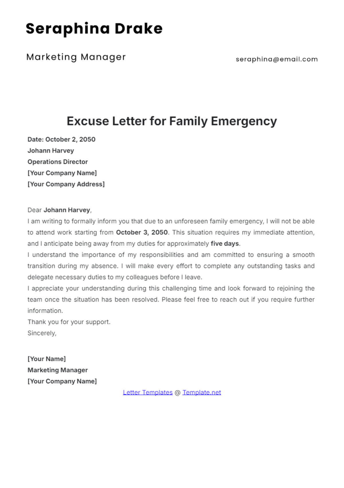 Free Excuse Letter Templates Editable And Printable