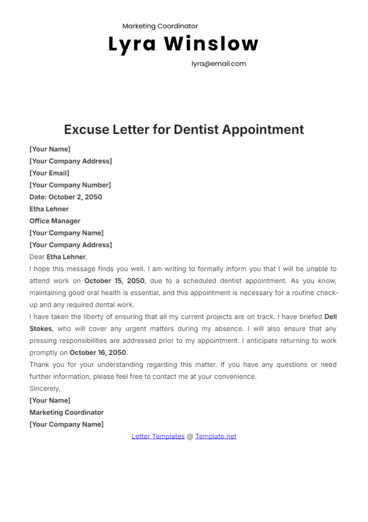 Dentist Appointment Template Prntbl concejomunicipaldechinu gov co