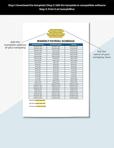 Biweekly Payroll Schedule Template - Google Docs, Word, Apple Pages ...