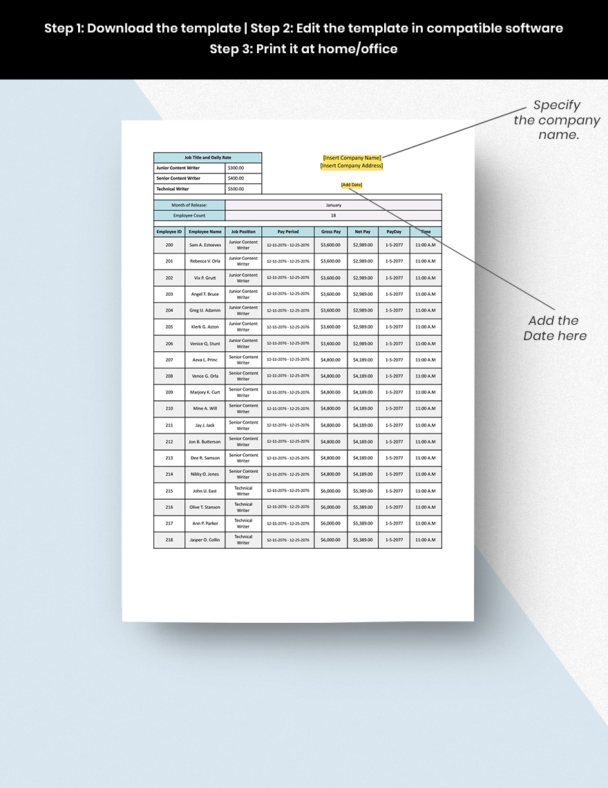Payroll Tracker Template in Google Docs, Word, Excel, Pages, Numbers ...
