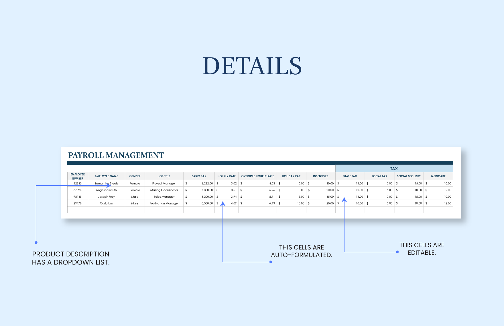 Payroll Register Template - Download in Word, Google Docs, Excel, Google Sheets, Apple Pages ...