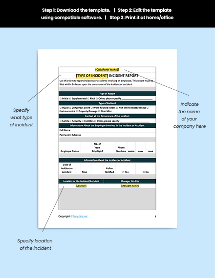 Sample Construction Incident Report Template - Google Docs, Word ...
