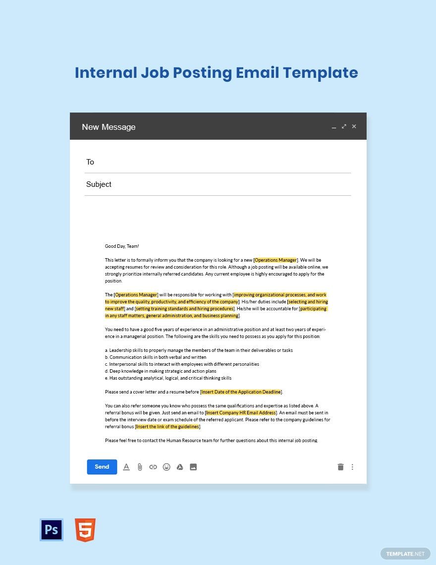 Free Internal Job Posting Email Template Template
