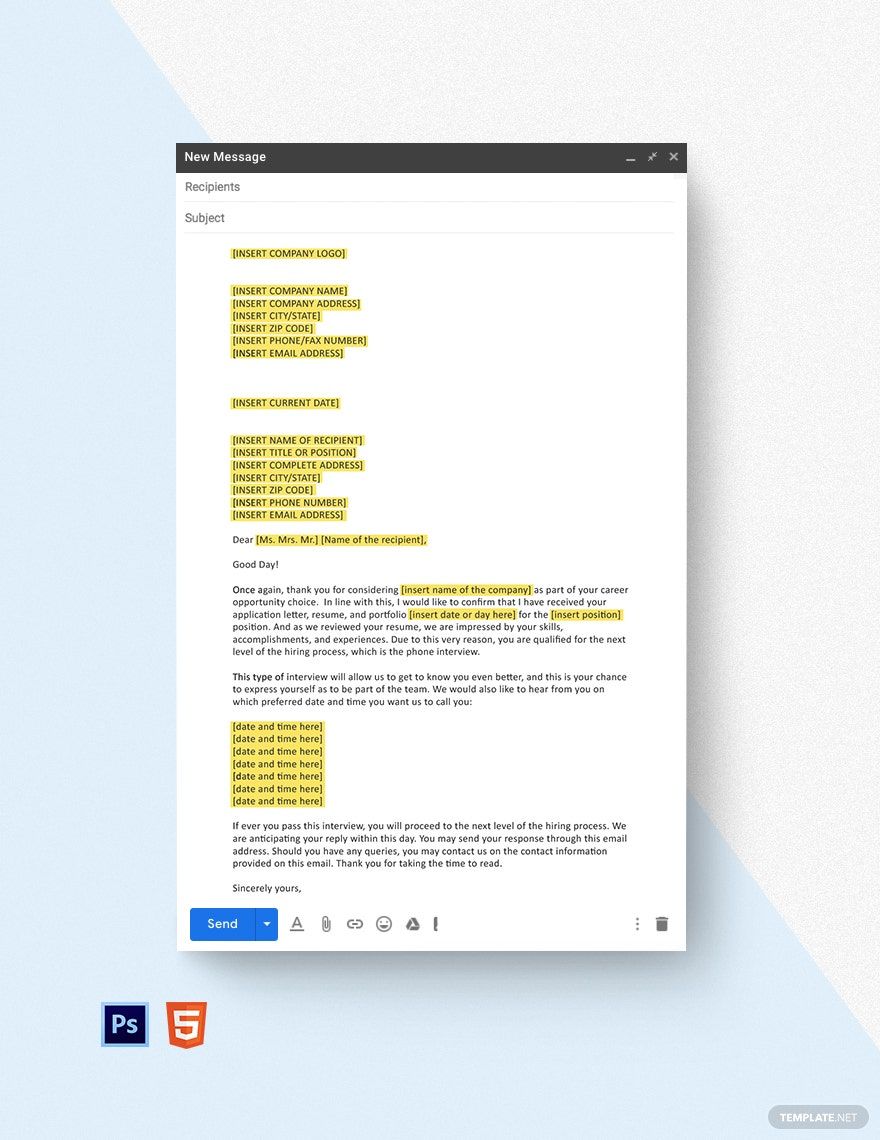Phone Interview Invitation Email Template Download In PSD Template
