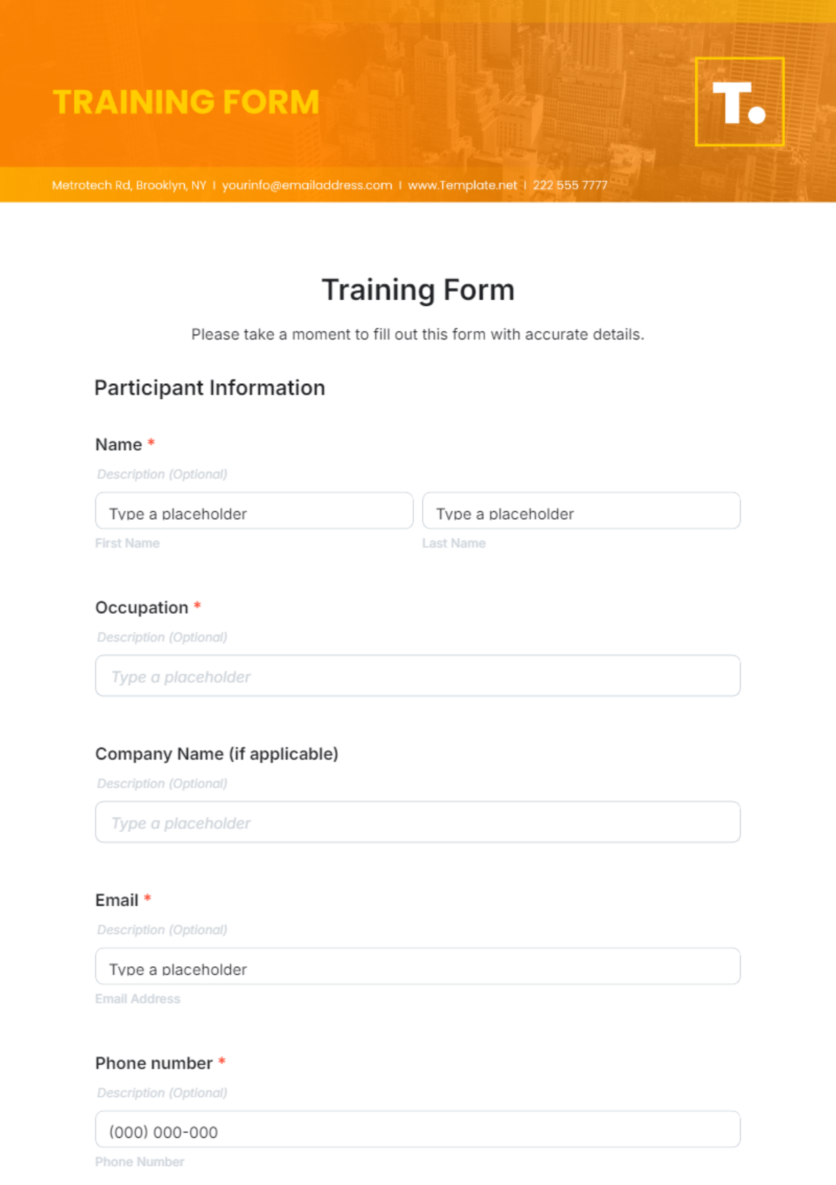 Training Form Template Prntbl concejomunicipaldechinu gov co