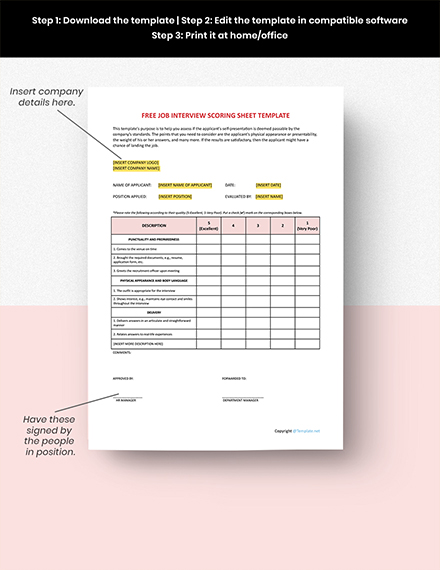Job Interview Scoring Sheet Template - Google Docs, Google Sheets ...