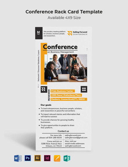 Conference DL Card Template - Illustrator, InDesign, Word, Apple Pages ...