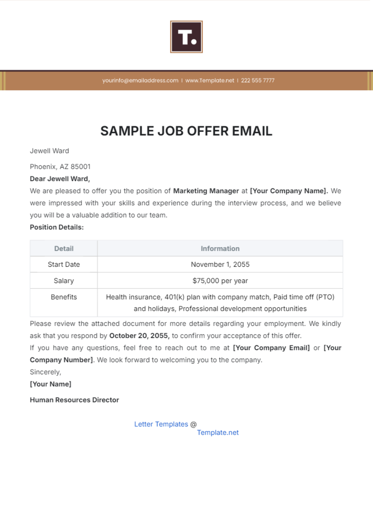 Sle Job Offer Letter Canada Sle Letter Format Infoupdate