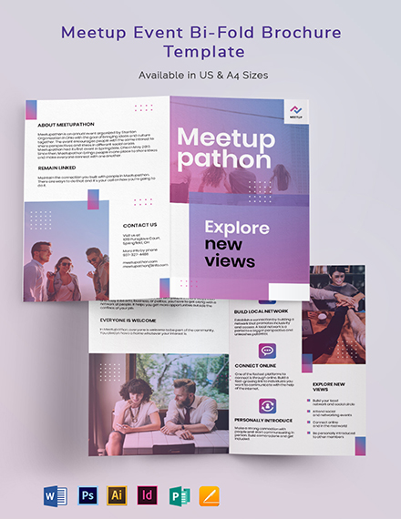 Free Meetup Event Bi-Fold Brochure Template