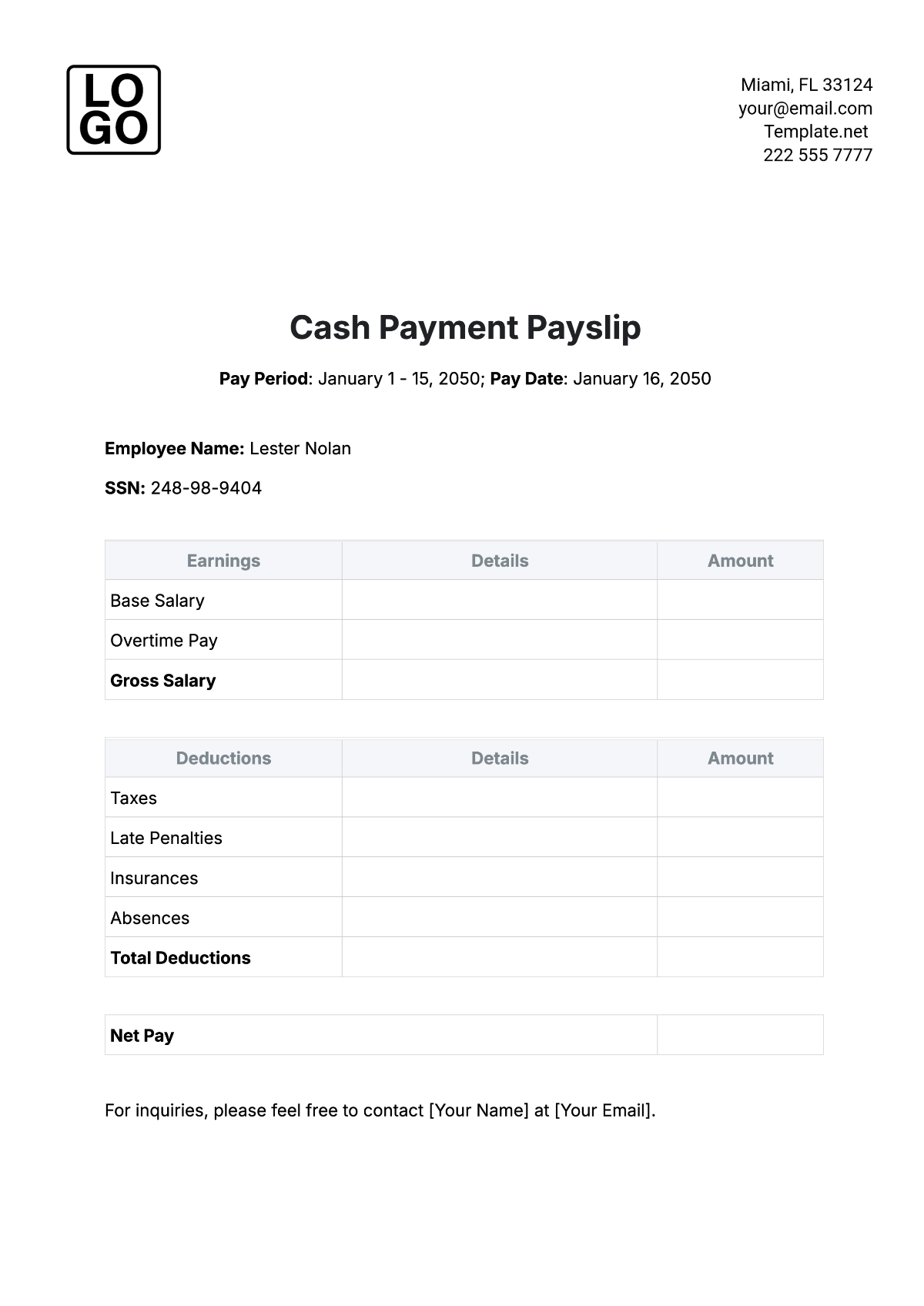 Online Payslip Template FREE 15 Payslip Samples Templates In PDF 