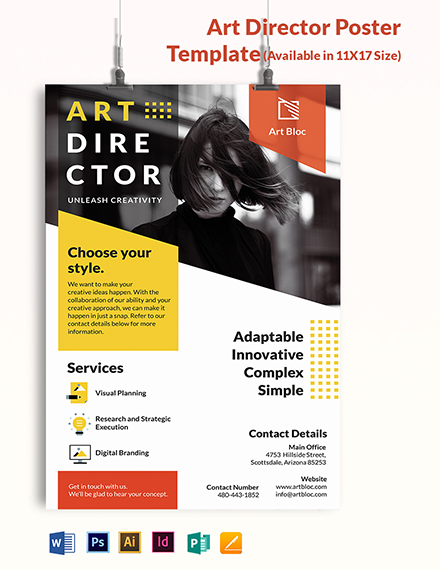 Art Director Leaflet Template - Illustrator, InDesign, Word, Apple ...
