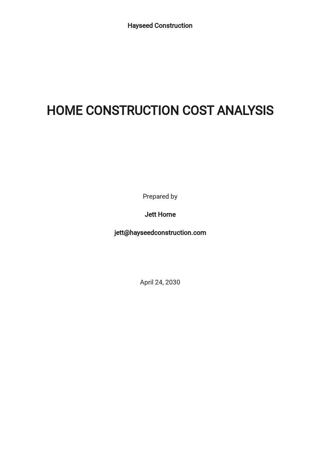 9 FREE Construction Cost Analysis Templates Edit Download