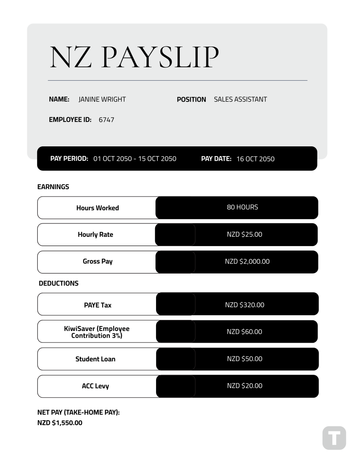 Free Payslip Templates To Edit Online