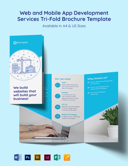 Free Web and Mobile App Development Services Tri-Fold Brochure Template
