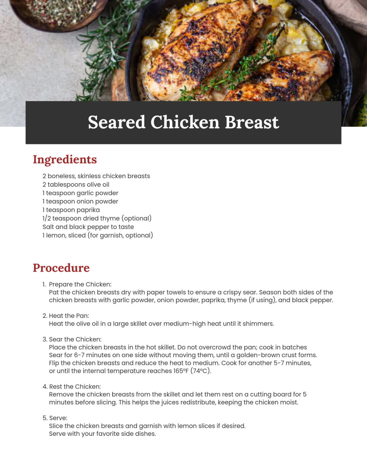 Free Illustrated Recipe Template to Edit Online