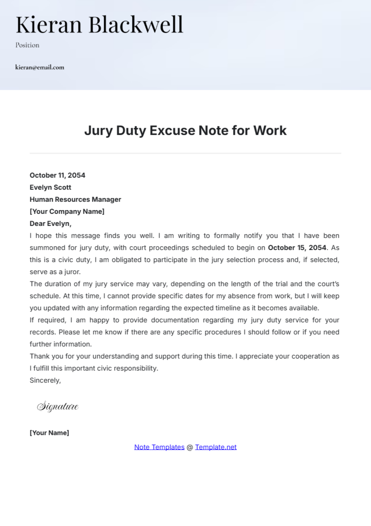 Free Excuse Note Templates Editable And Printable