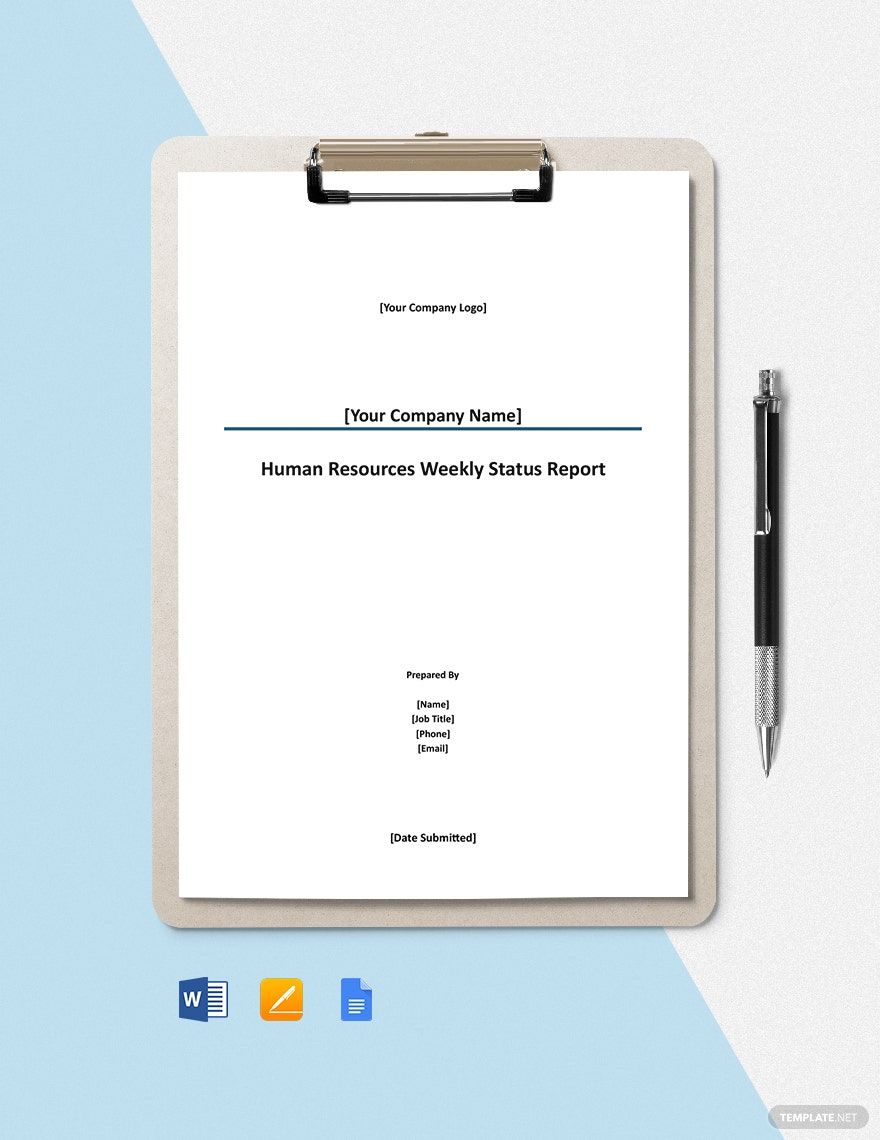 HR Weekly Status Report Template Google Docs Word Apple Pages Template